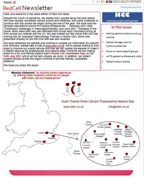 Red Cell Newsletter Issue 16 2021 - SELSE HCC